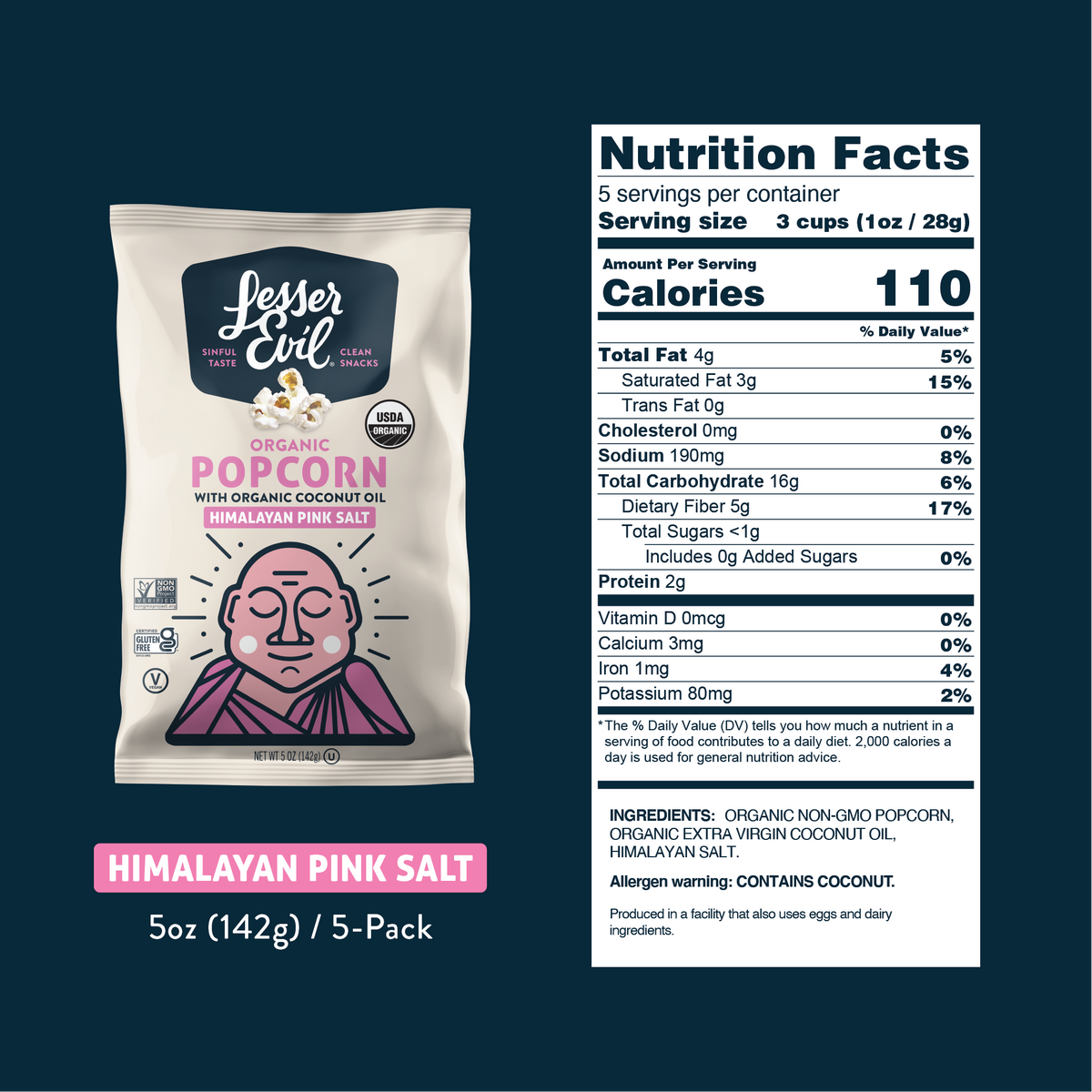 Lesser Evil - Buddha Bowl Popcorn: Himalayan Pink Salt | Coco Market